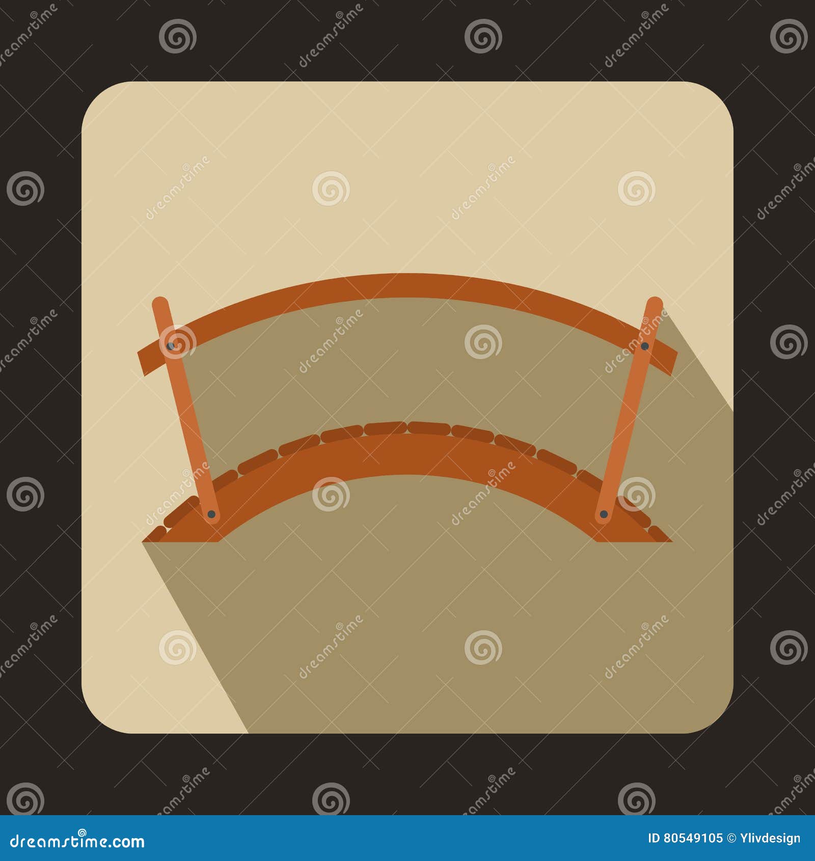 Wooden Bridge Icon, Flat Style Stock Vector - Illustration of ...
