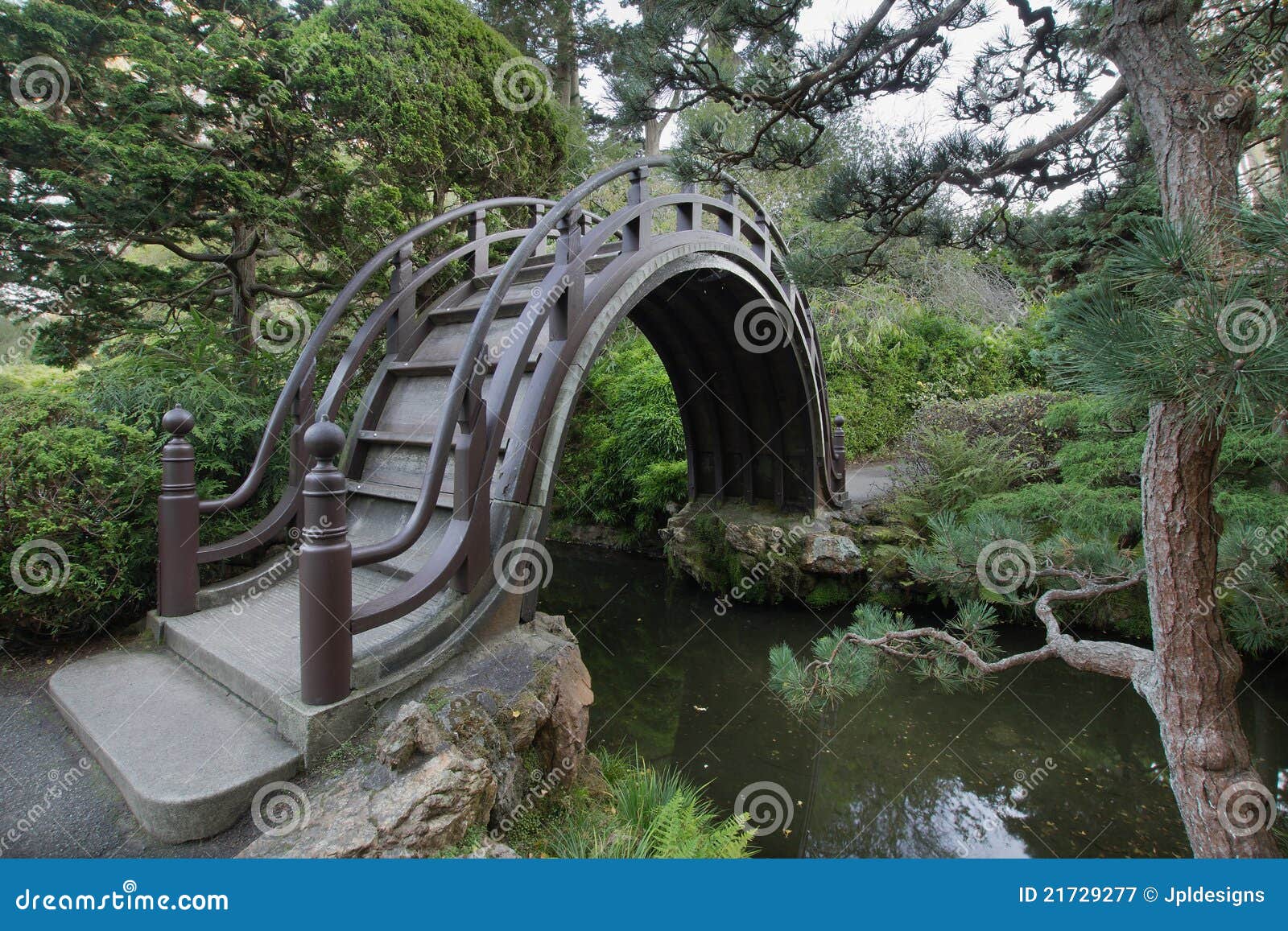 Wooden Bridge at Japanese Garden Stock Image - Image of structure ...