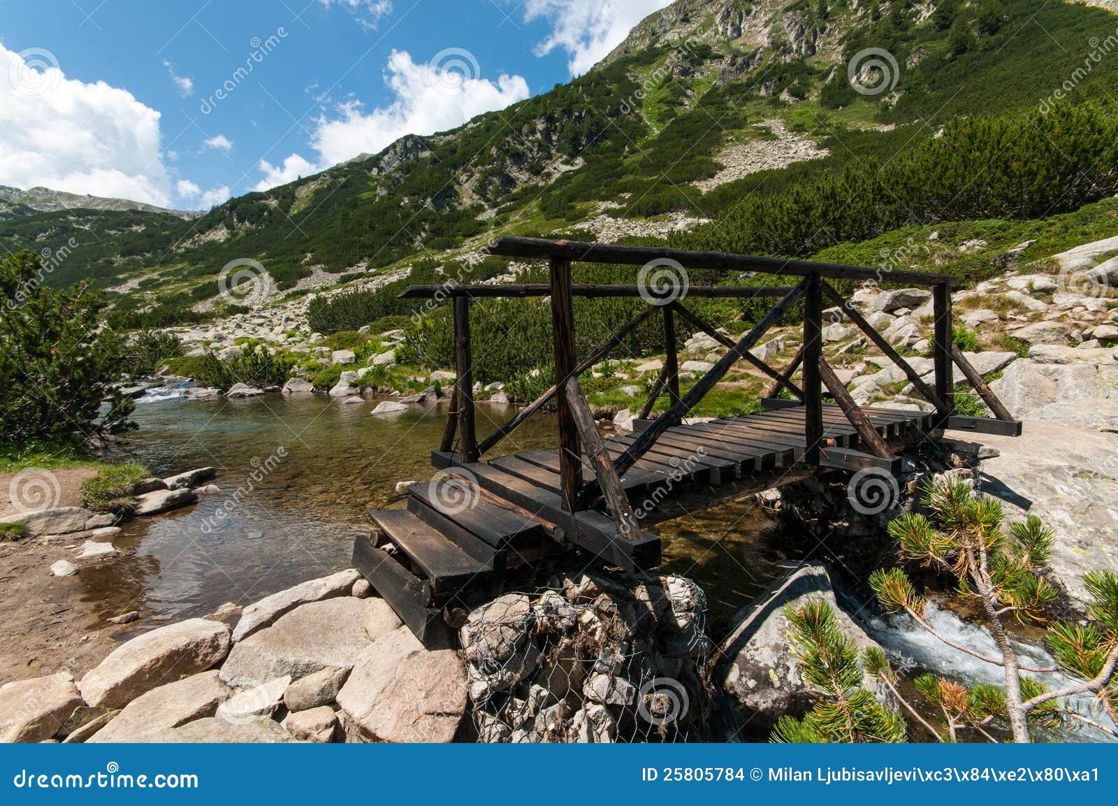 Wooden Bridge on a Mountain Stock Photo - Image of mountain, scenery ...