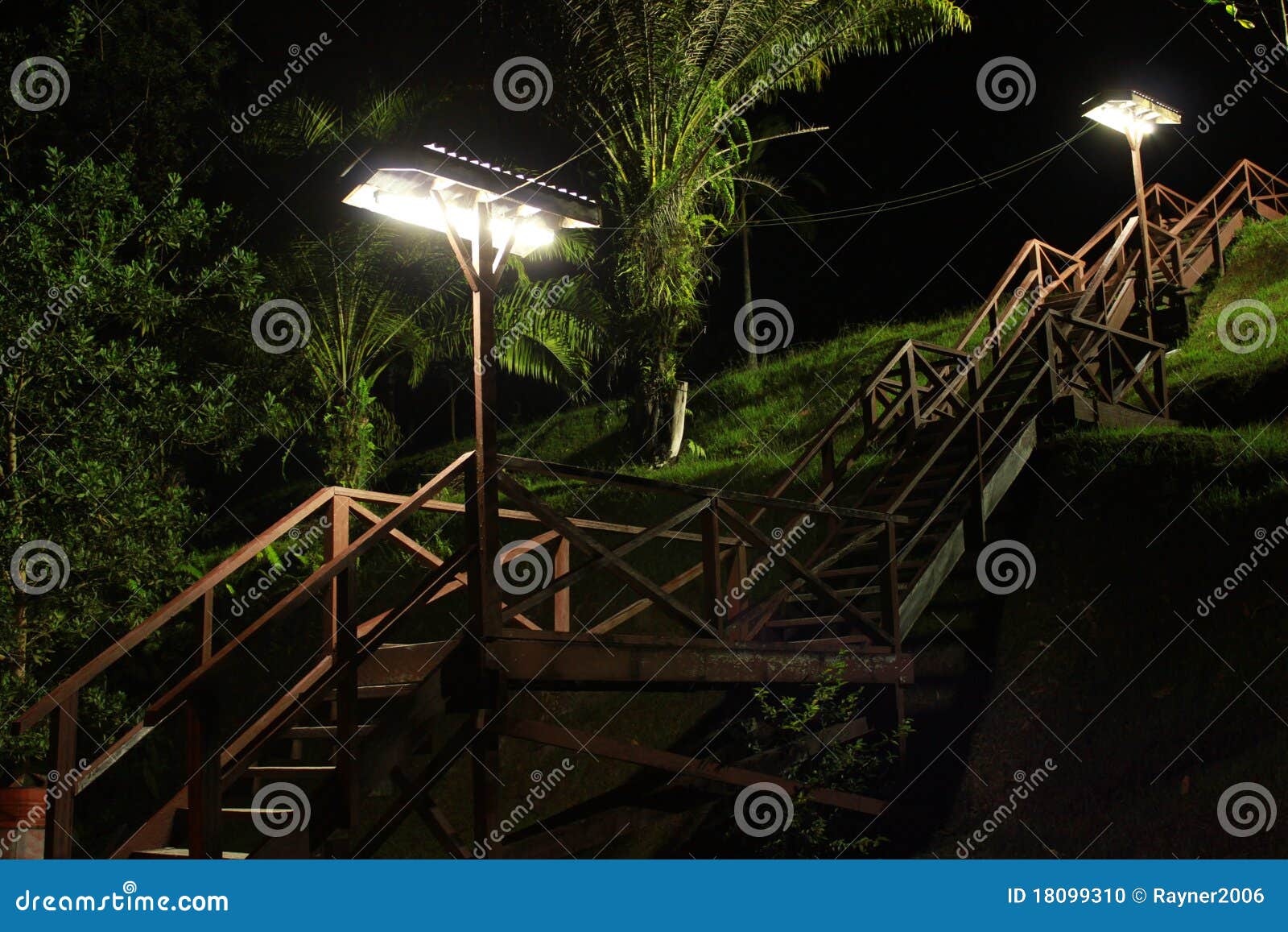 Wooden bridge at night stock photo. Image of wire, wood - 18099310