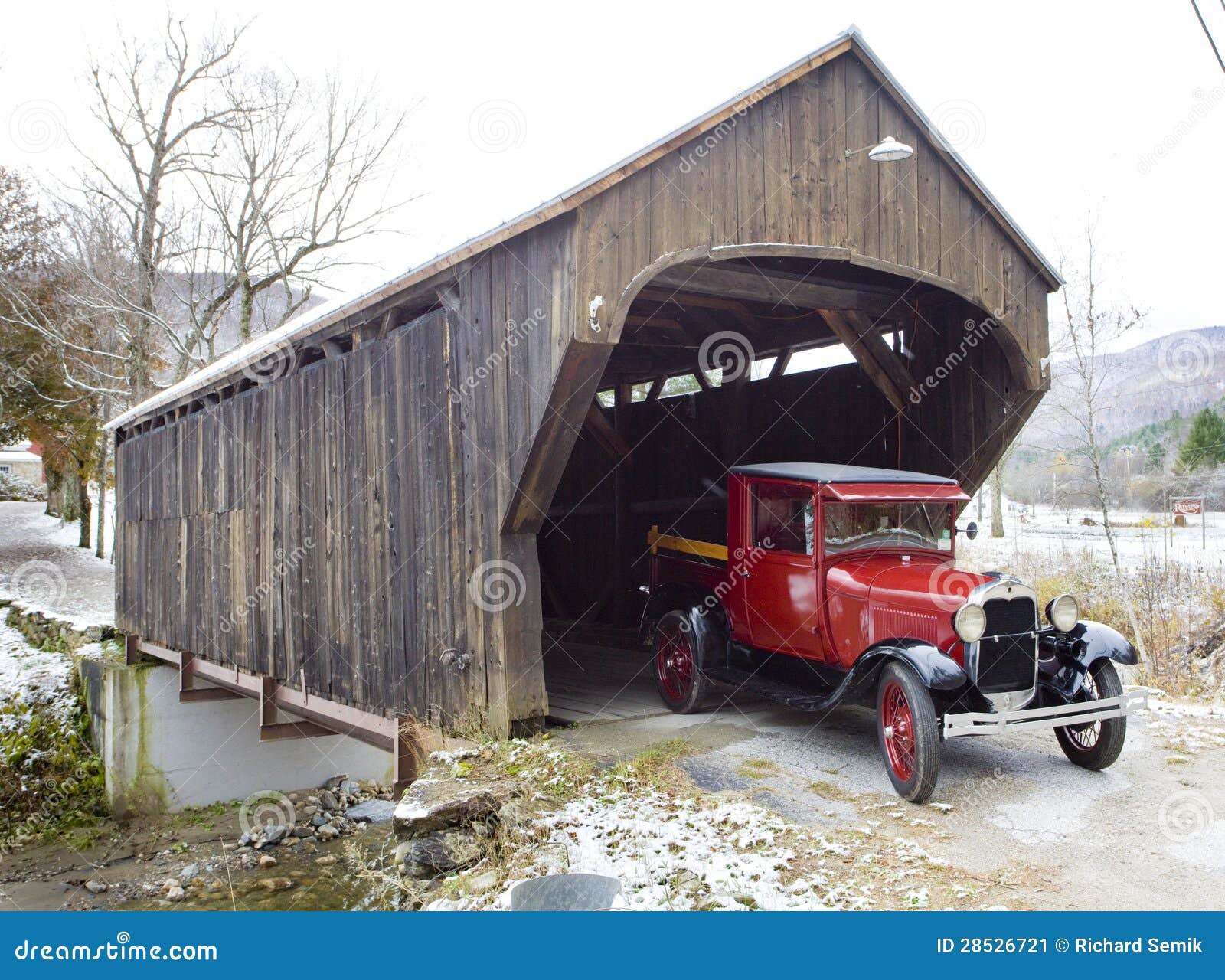 Wooden Bridge With Old Car Stock Image - Image: 28526721