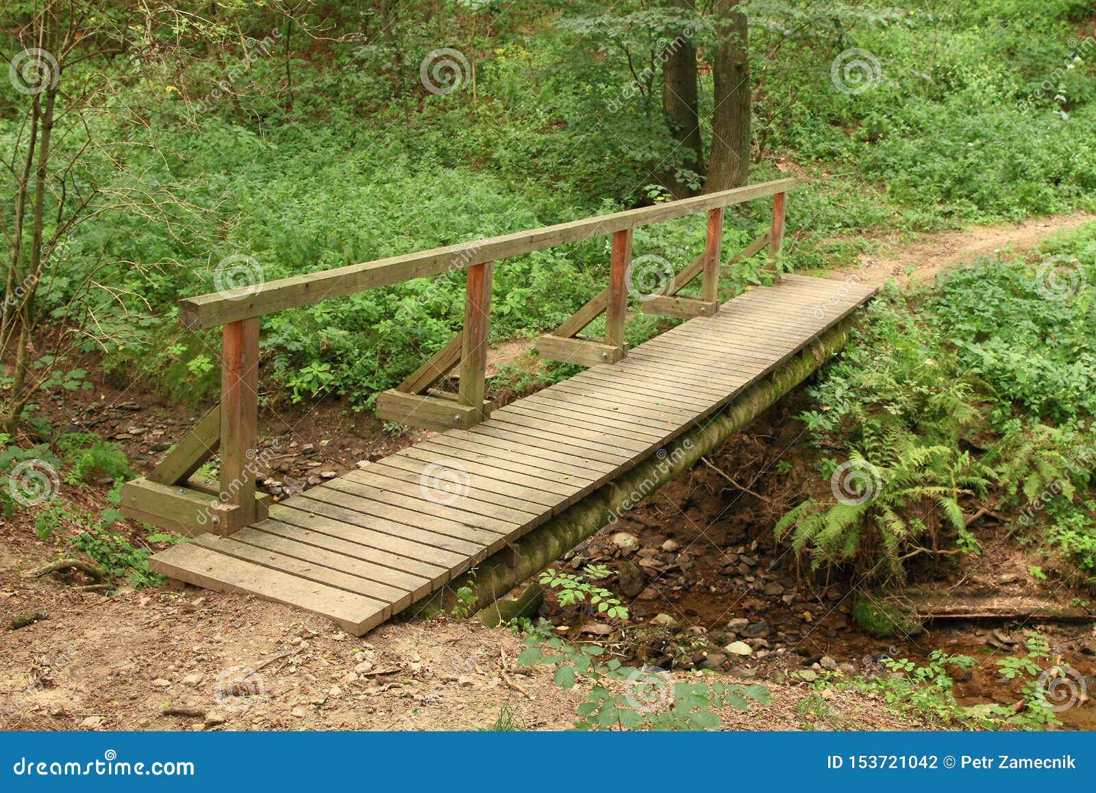 Wooden bridge over brook stock photo. Image of wooden - 153721042