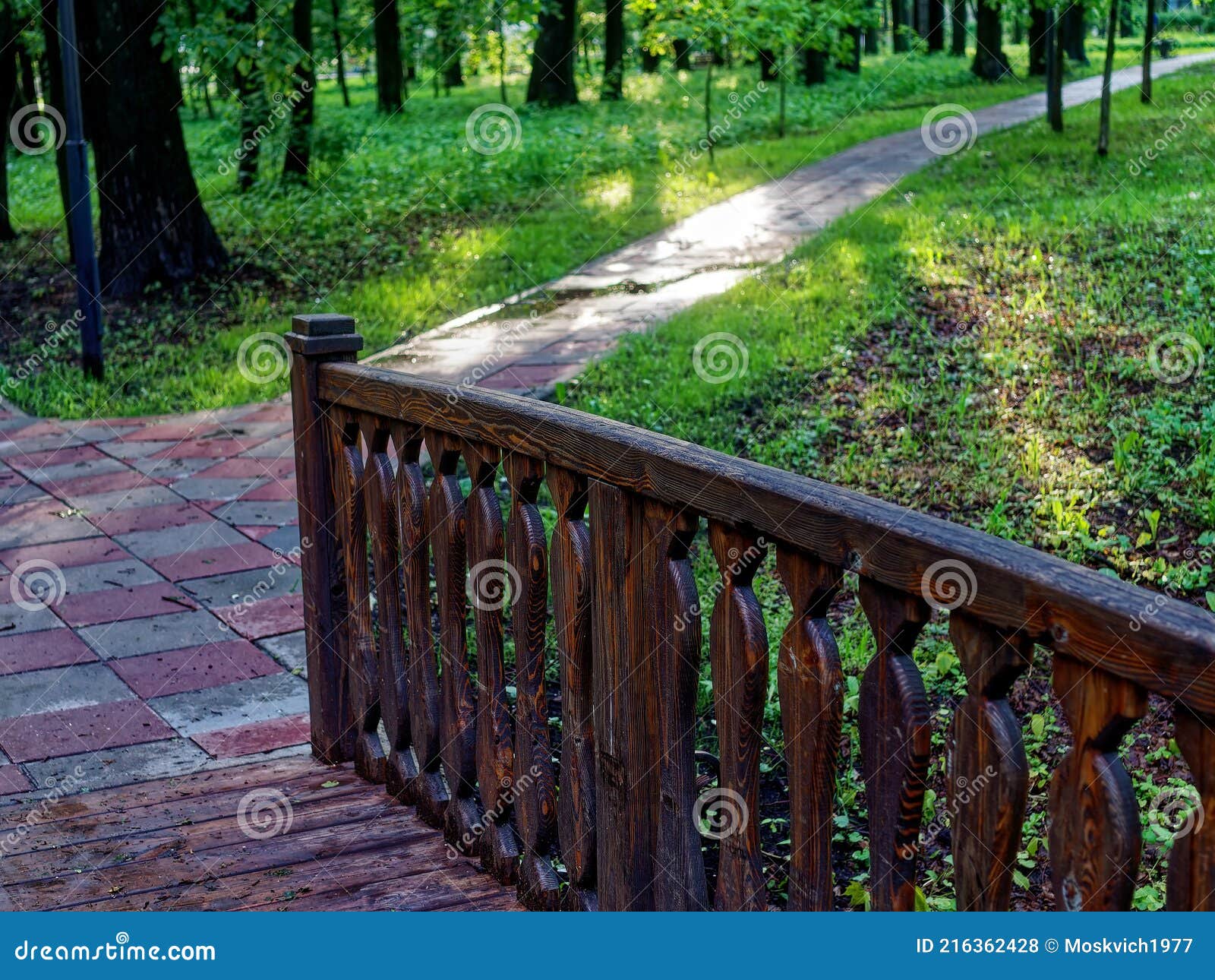 Wooden Bridge Over a Ditch in the Park Stock Photo - Image of forest ...