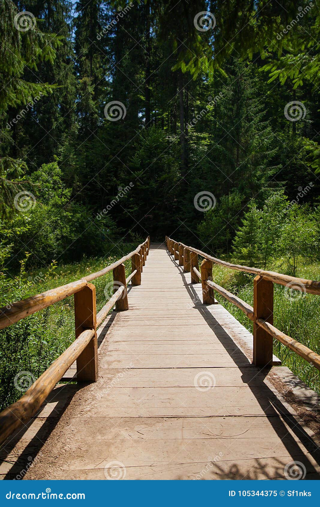 Wooden Bridge Over Forest River Stock Image - Image of rural ...
