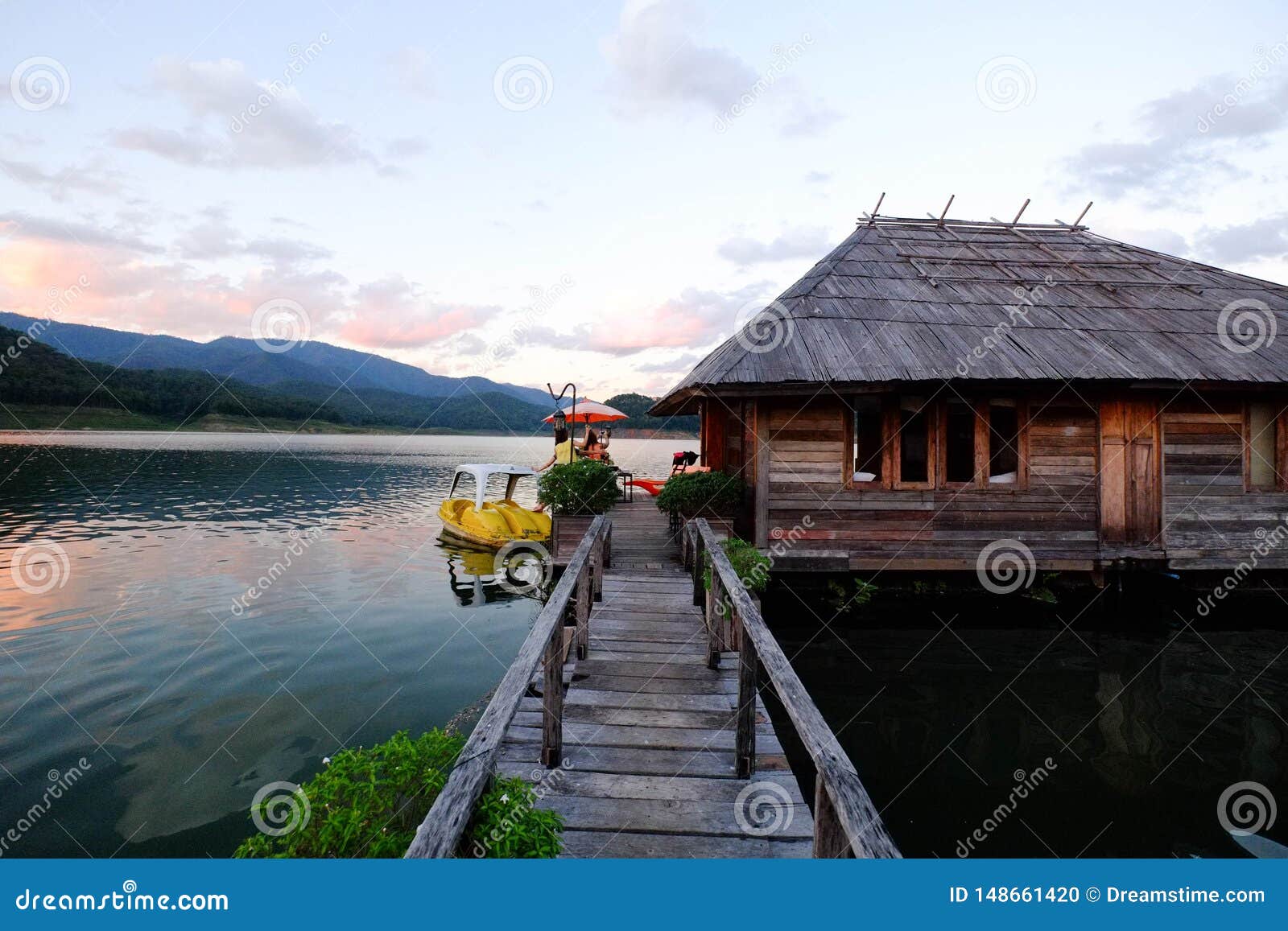 Wooden Bridge Over the Lake Stock Photo - Image of animal, cherry ...