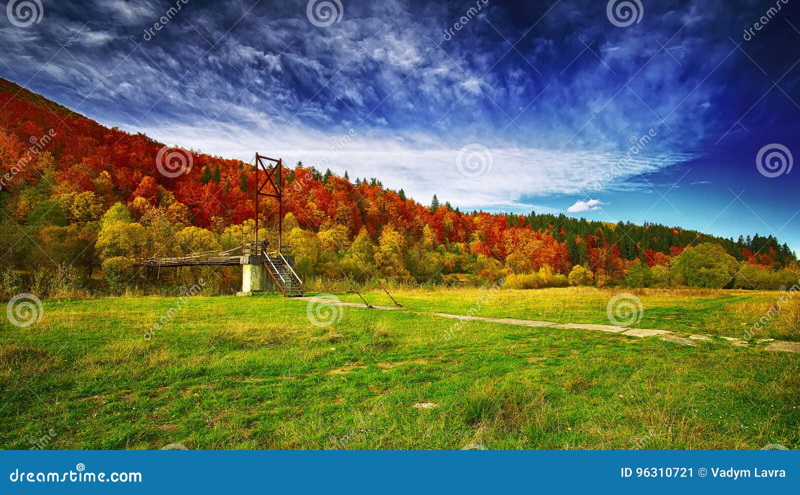 Wooden Bridge Over Mountain River Stock Image - Image of beam, outdoor ...