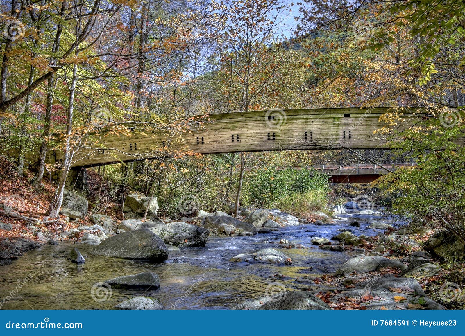 Wooden Bridge Over Mountain Stream Stock Image - Image of foliage ...