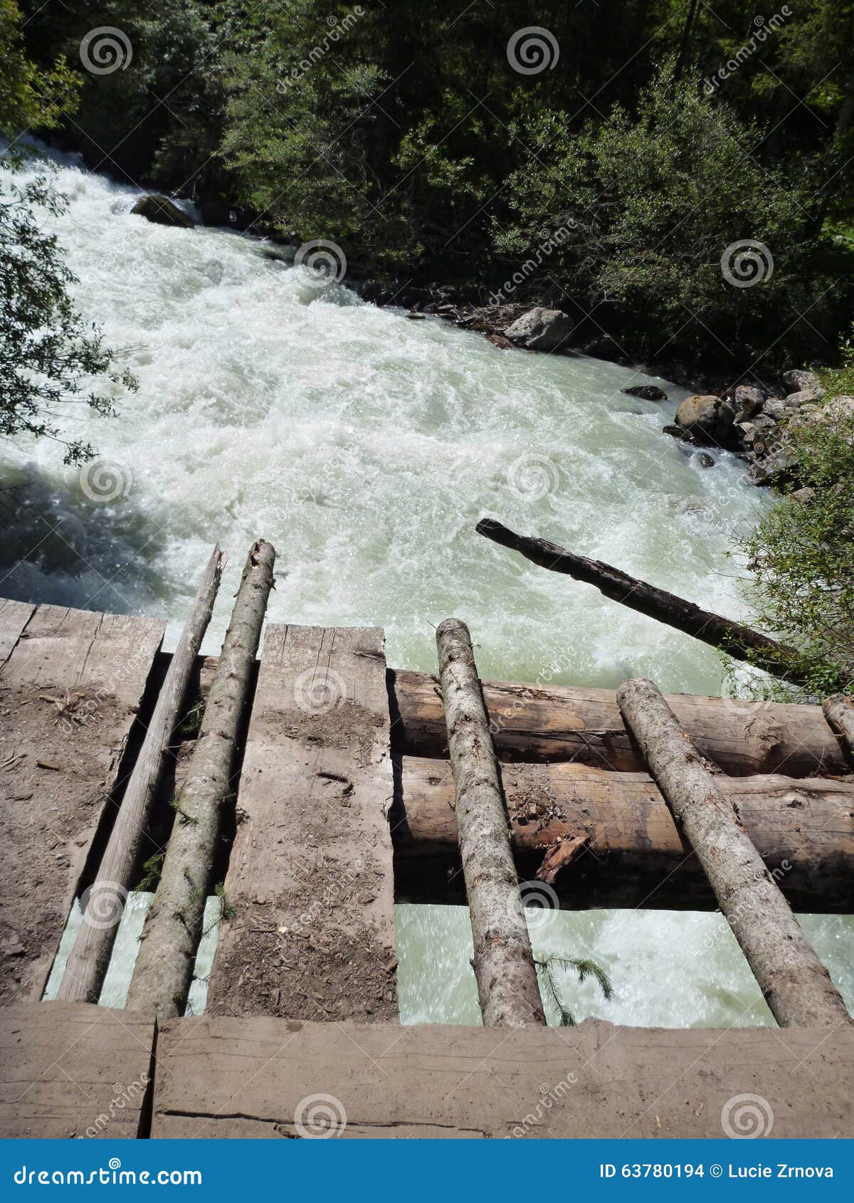 Wooden Bridge Over a Mountain Stream Stock Photo - Image of bridge ...