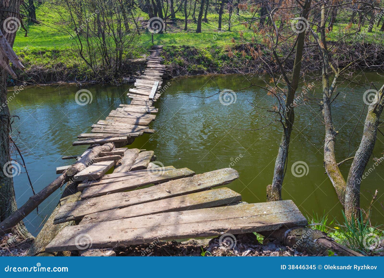Wooden Bridge Over the River Stock Image - Image of nature, bridge ...