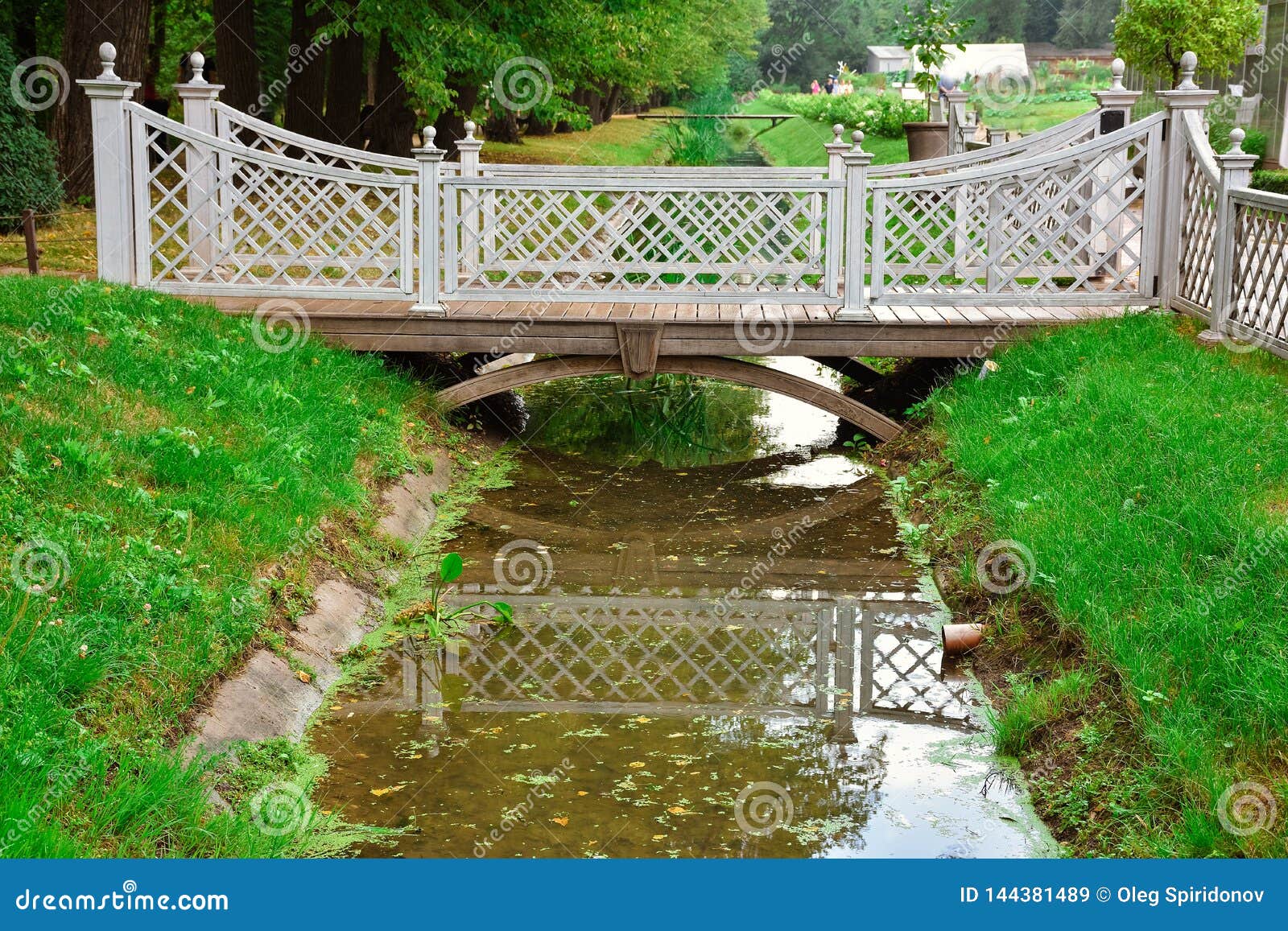 Wooden Bridge Over a Small River in the Park Stock Image - Image of ...