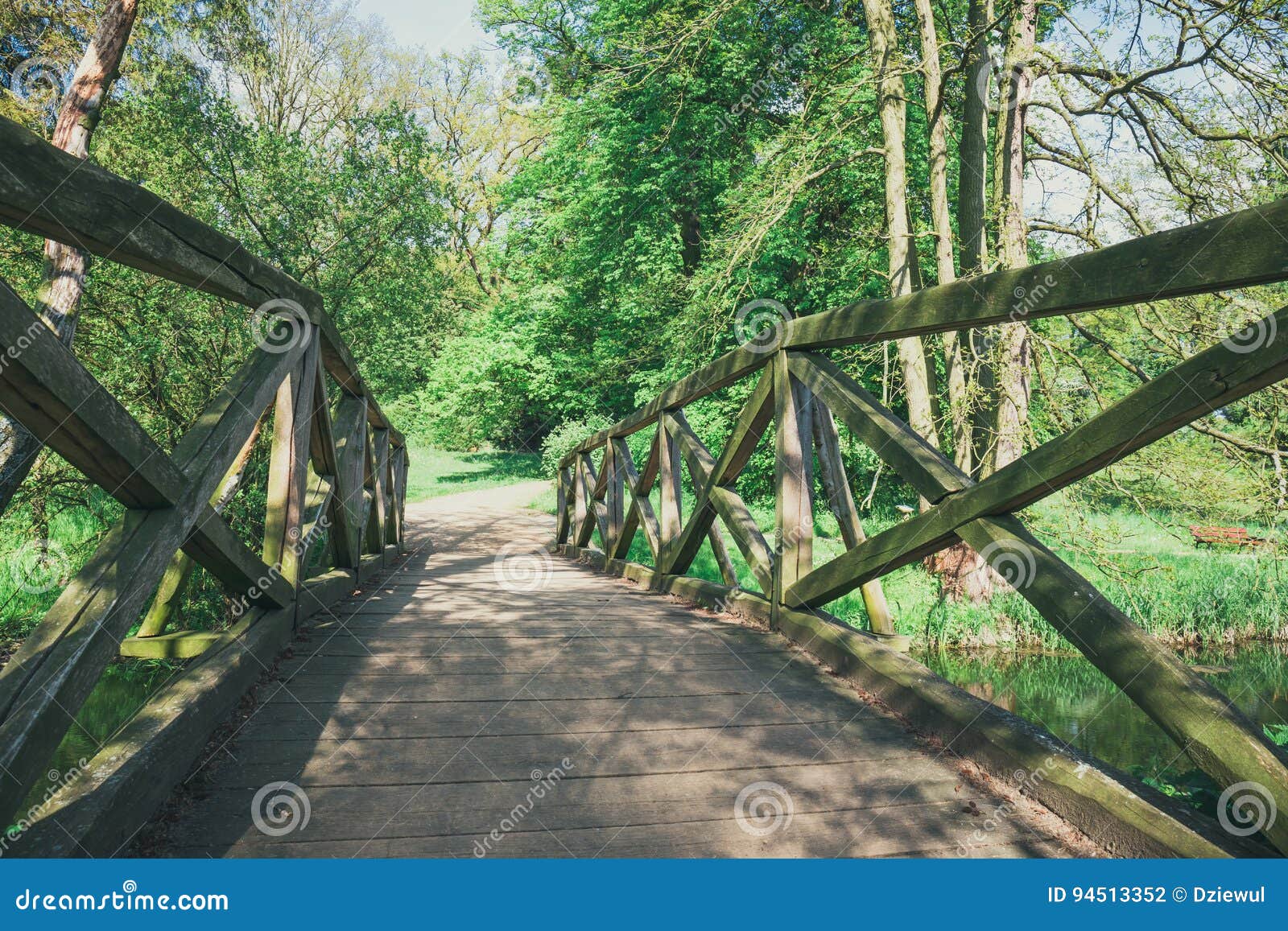 Wooden Bridge Over the Stream Stock Photo - Image of trail, countryside ...