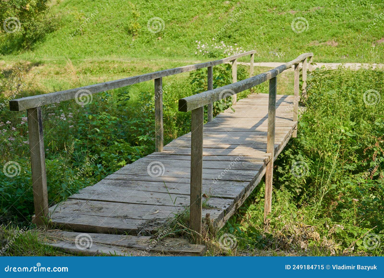 Wooden Bridge Over a Stream,old Wooden Bridge Over the Dried Up River ...