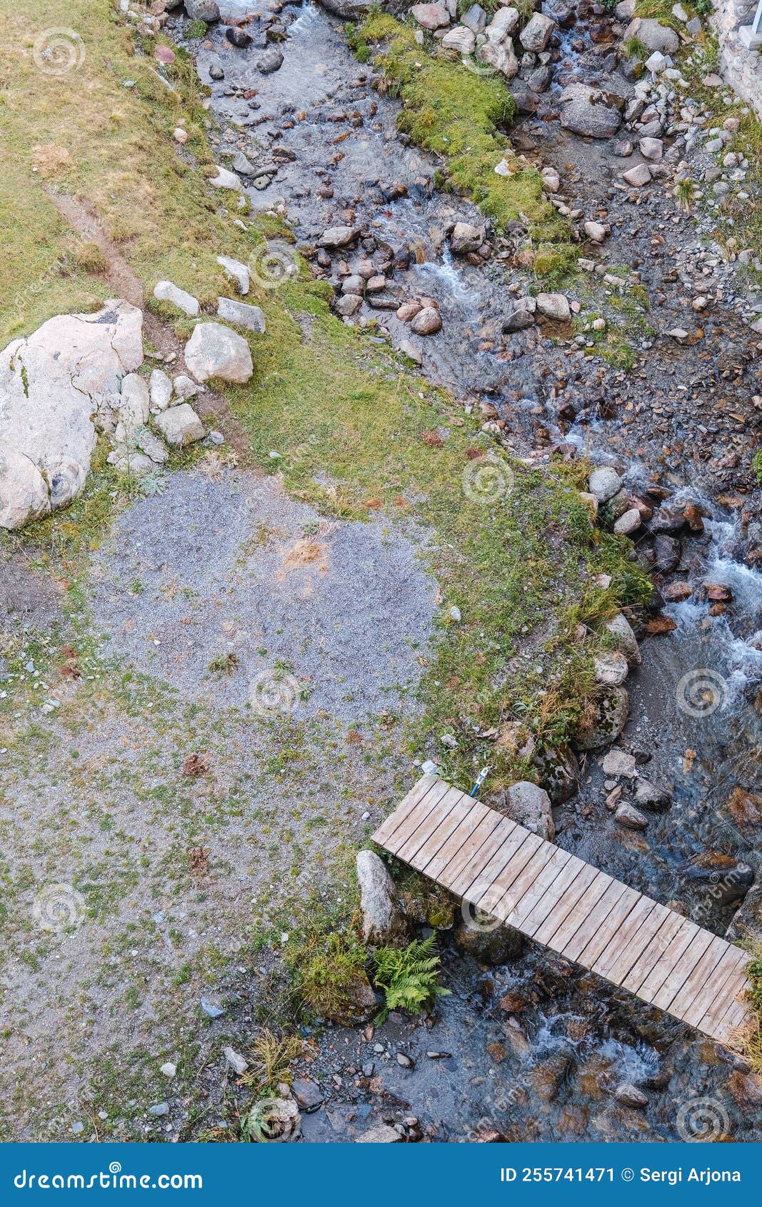 Wooden Bridge Over a Stream Seen from the Air Stock Image - Image of ...