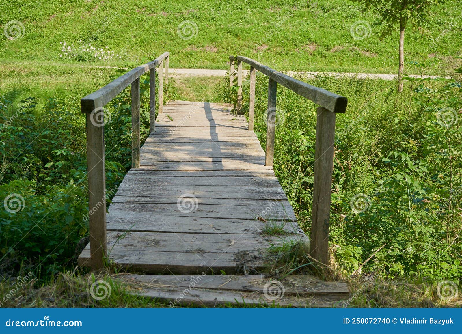 Wooden Bridge,small Wooden Bridge Over a Stream in Summer Stock Photo ...