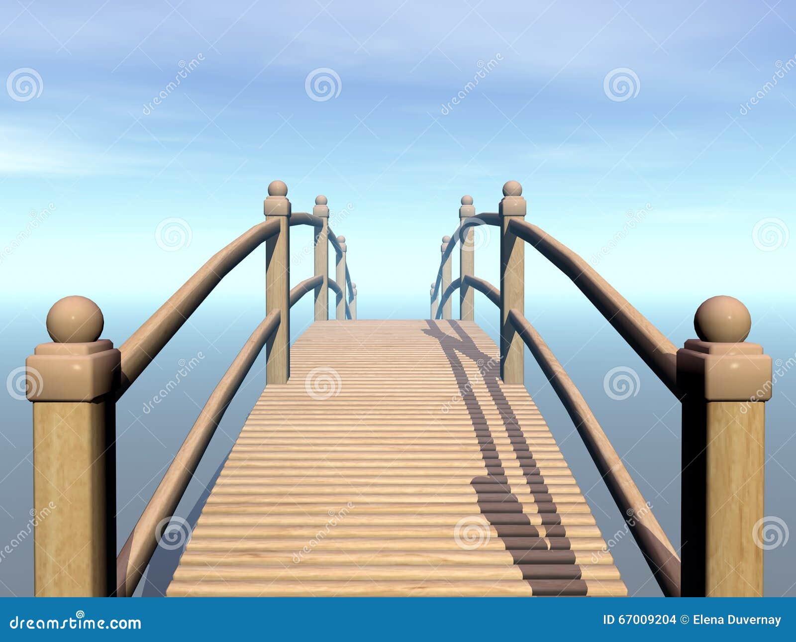 Wooden Bridge To the Sky - 3D Render Stock Illustration - Illustration ...