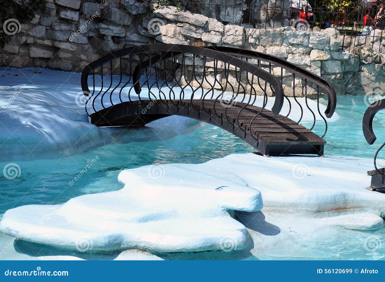 Wooden bridge in zoo stock image. Image of bridge, pool - 56120699