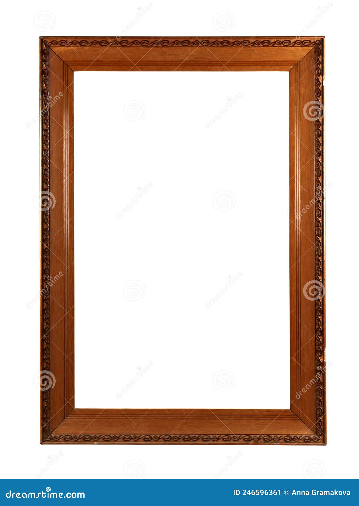 Wooden Brown Frame for Paintings. Isolated on White Stock Image - Image ...