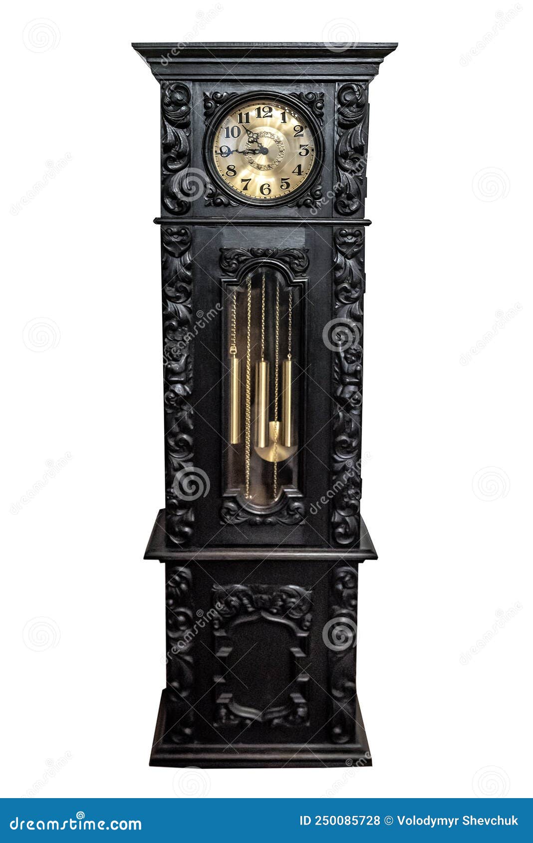 Wooden Brown Standing Clock on White Background Stock Photo - Image of ...