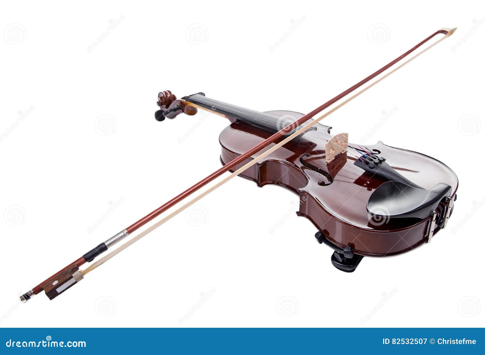 Wooden Brown Violin with Stick Stock Image - Image of background, white ...