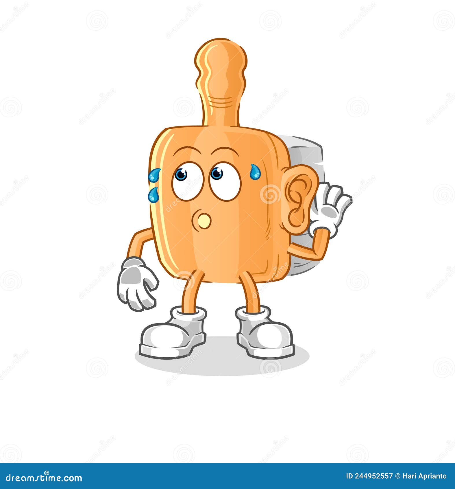 Wooden Brush Eavesdropping Vector. Cartoon Character Stock Illustration ...