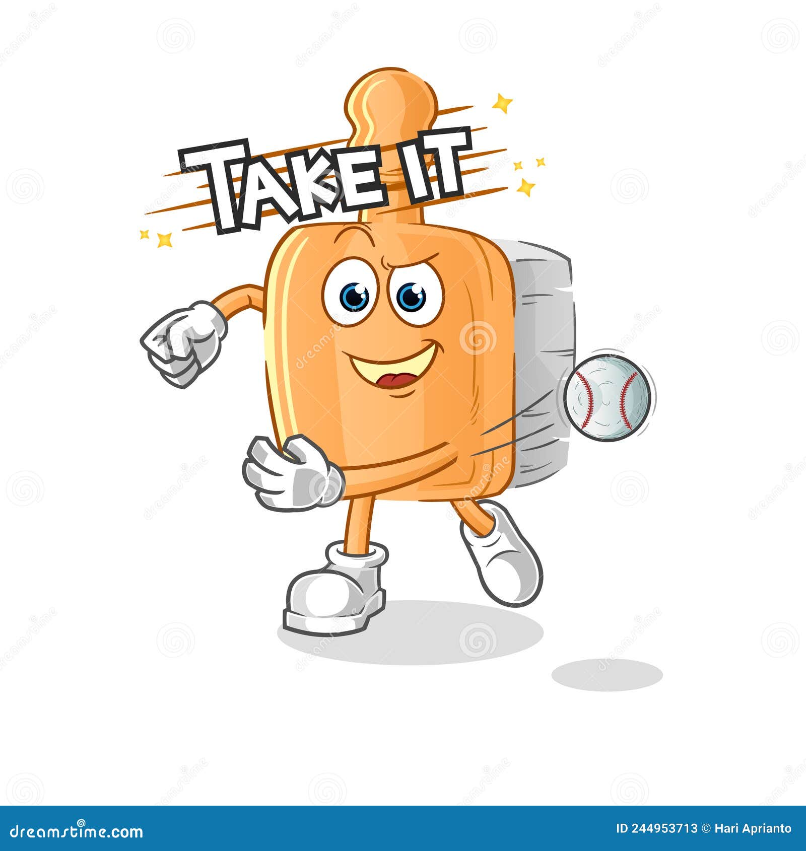 Wooden Brush Throwing Baseball Vector. Cartoon Character Stock Vector ...