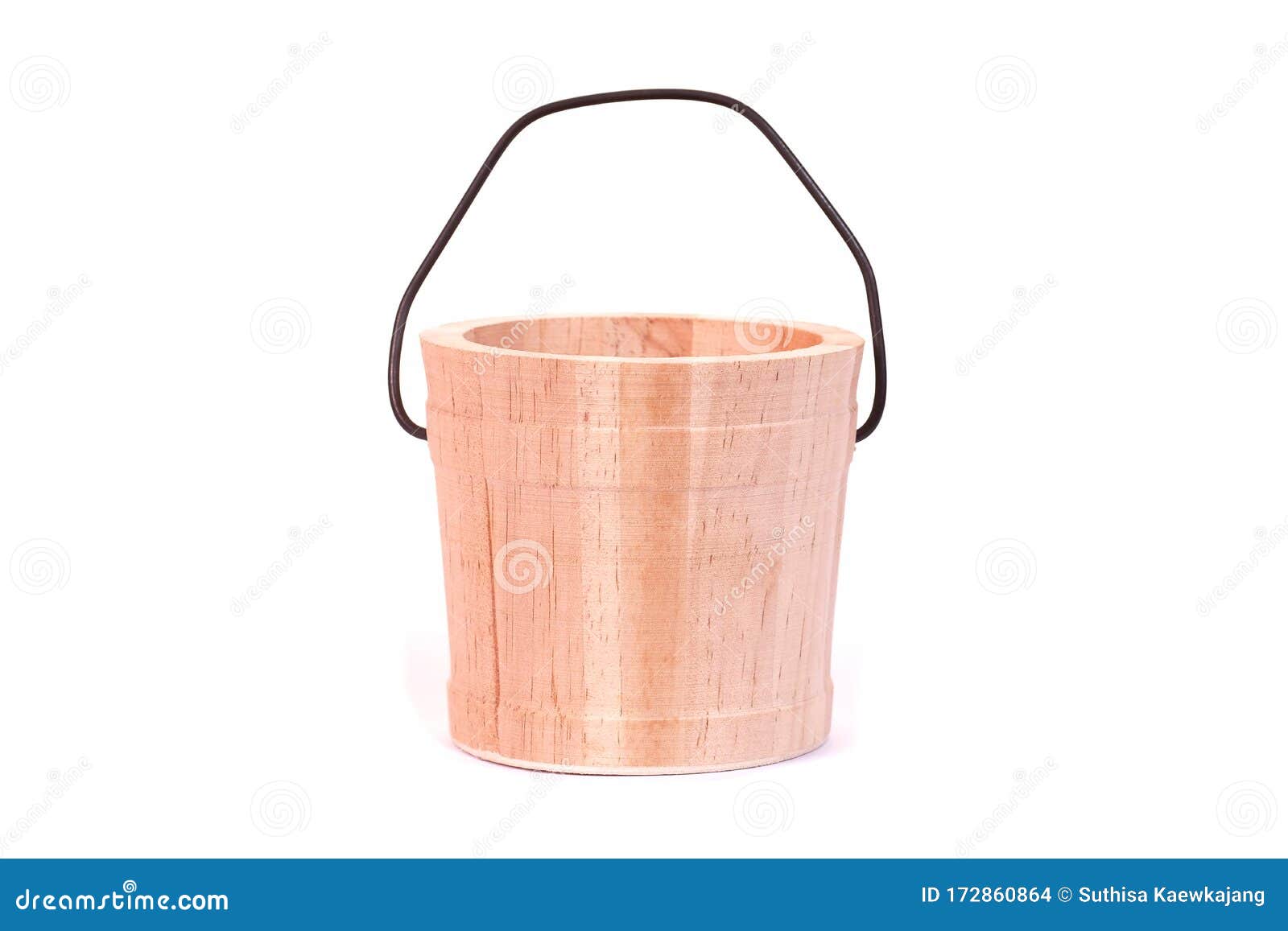 Wooden Bucket on White Background Stock Photo - Image of antique, aging ...