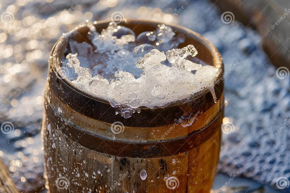 Wooden Bucket Overflowing with Ice Cold Water on Summer Day Stock Image ... Wooden Bucket Overflowing with Ice Cold Water on Summer Day Stock Image ...