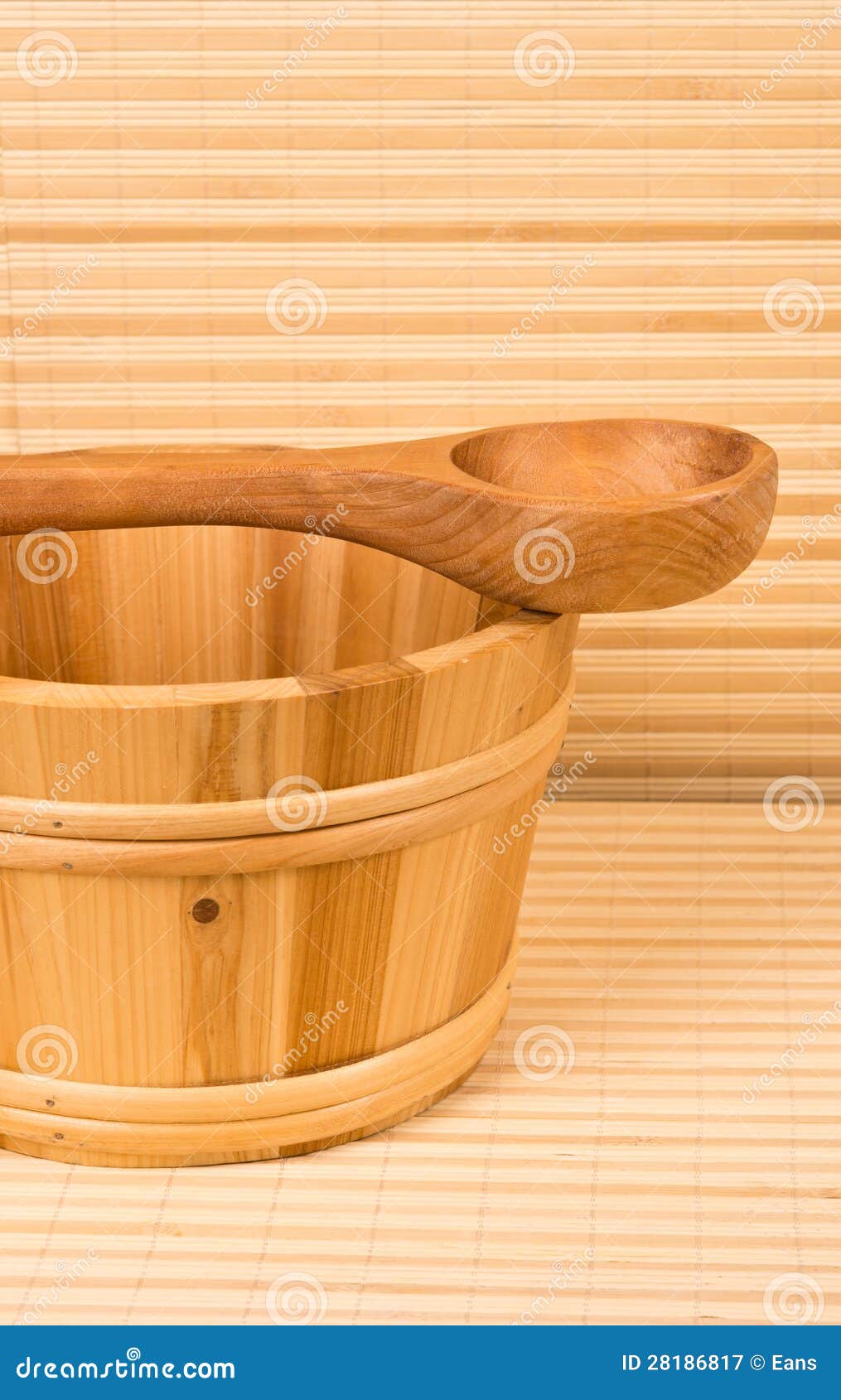 Wooden bucket and spoon stock image. Image of wooden - 28186817