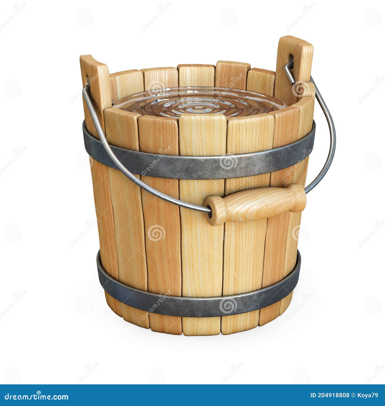 Wooden Bucket with Water Isolated on White Background 3d Rendering ... Wooden Bucket with Water Isolated on White Background 3d Rendering ...