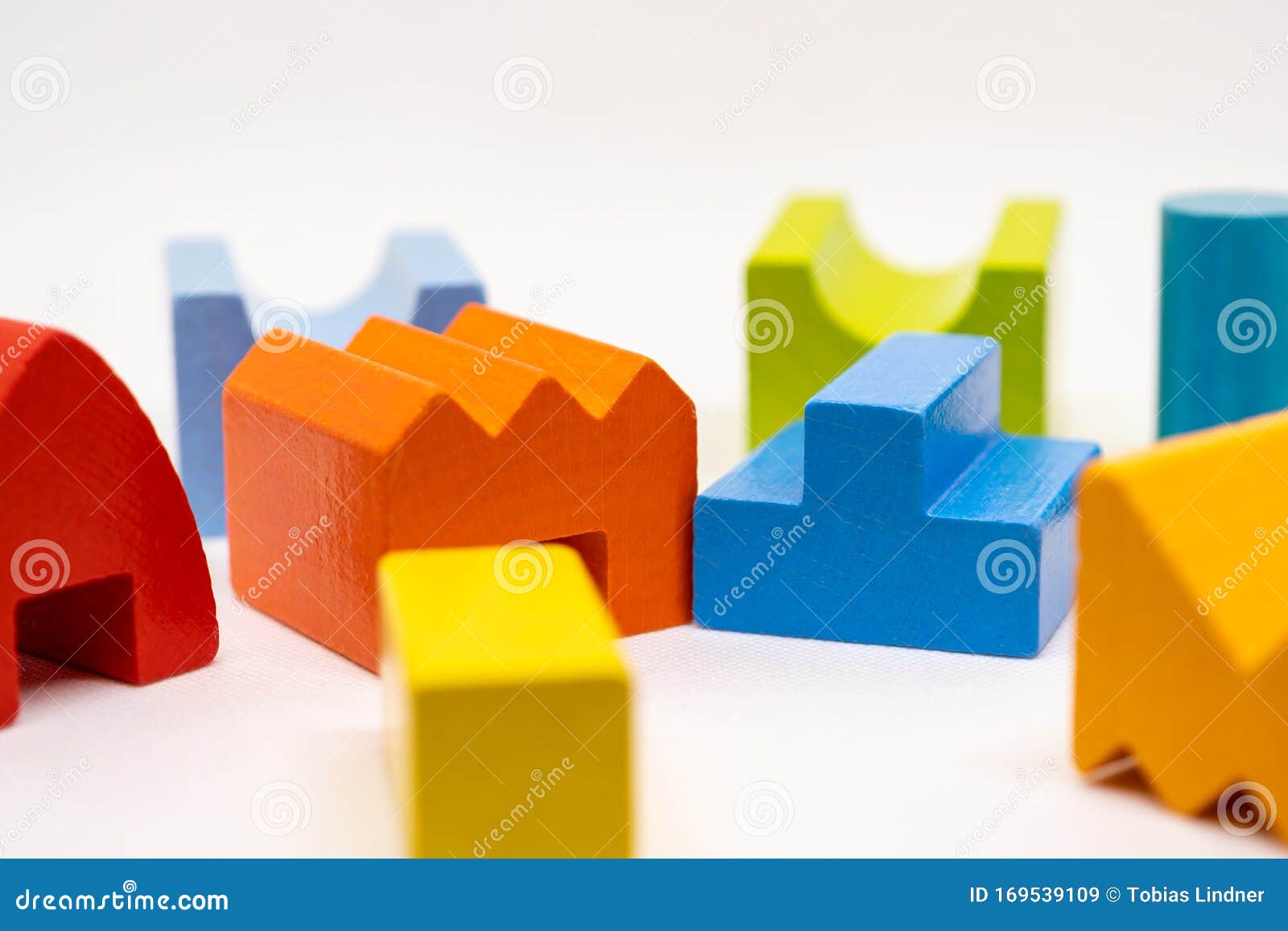Wooden Building Blocks Isolated on White Background Stock Image - Image ...