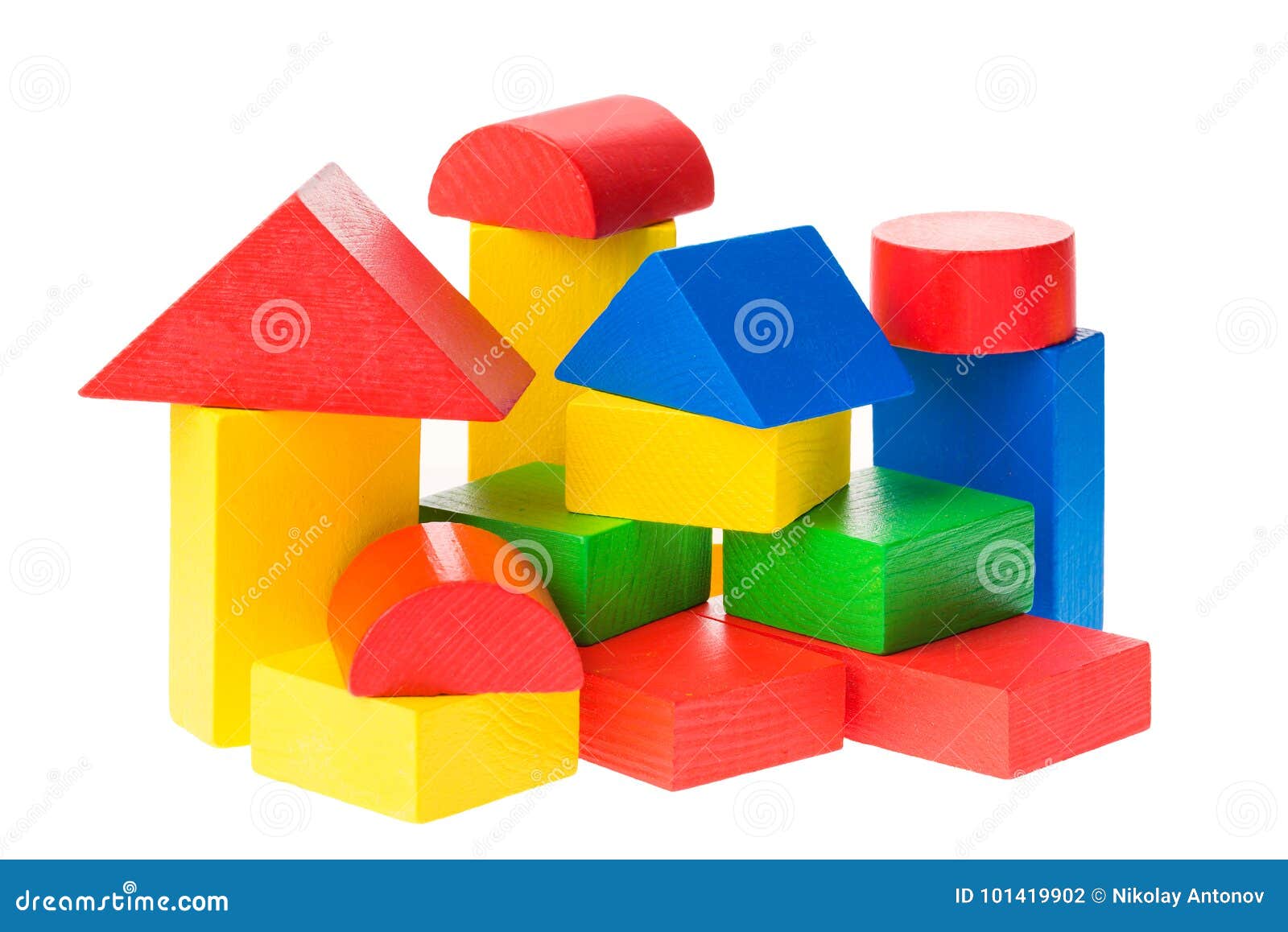 Wooden Building Blocks for Kids Isolated on White Background. Stock ...