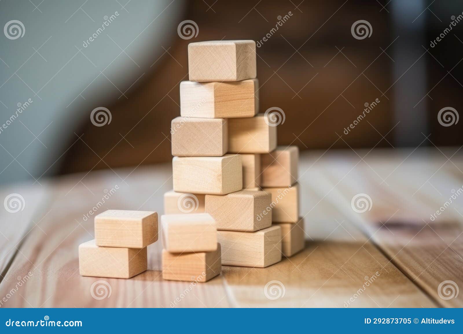 Wooden Building Blocks Stacked into a Tower Stock Image - Image of ...