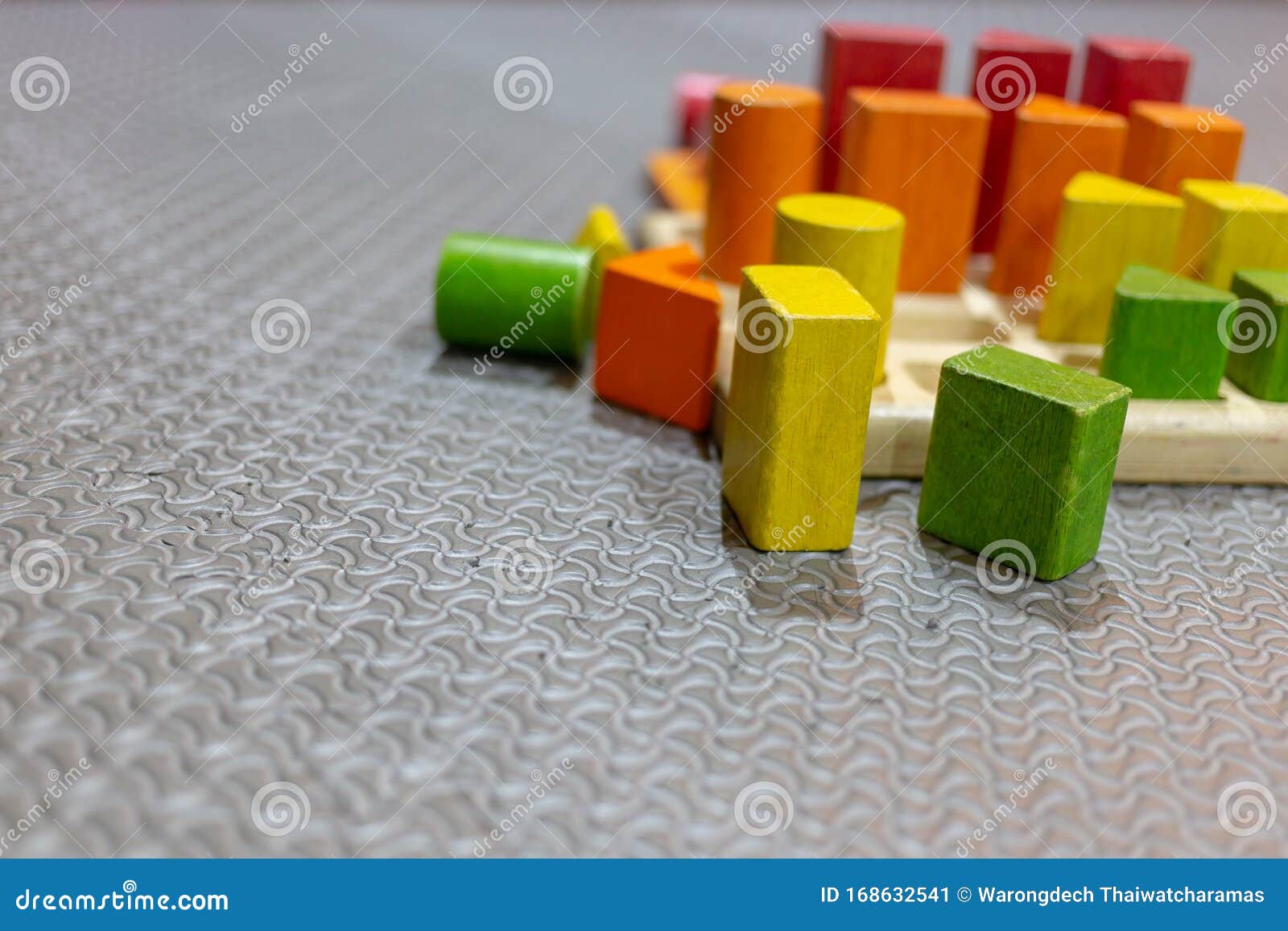 Wooden Building Blocks on Table Stock Image - Image of color, geometry ...