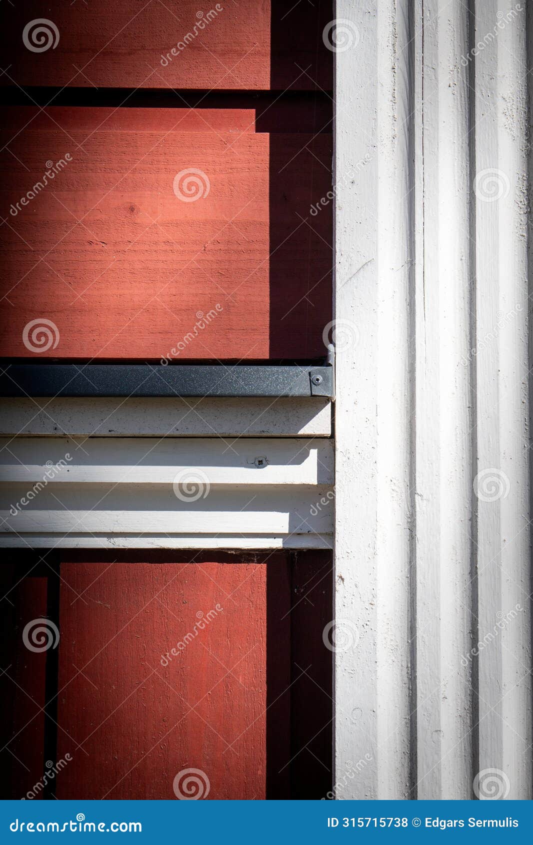Wooden Building Details and Construction. Red and White Color Stock ...