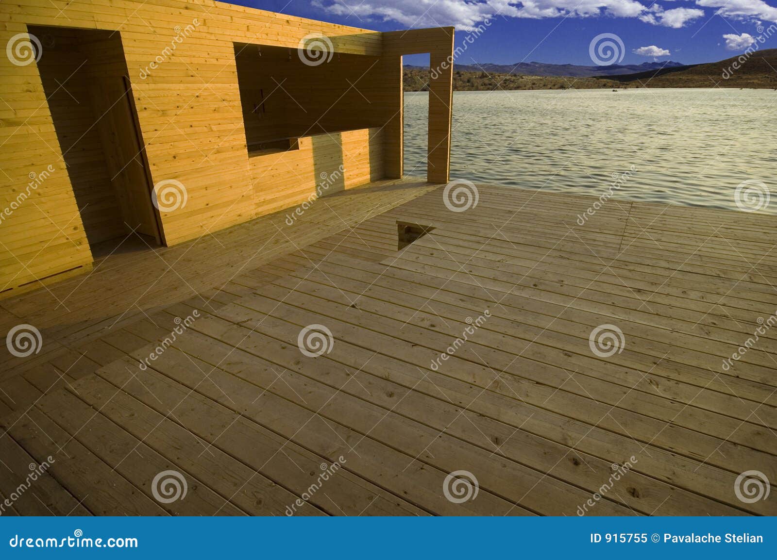 Wooden building over lake. stock image. Image of view, used - 915755