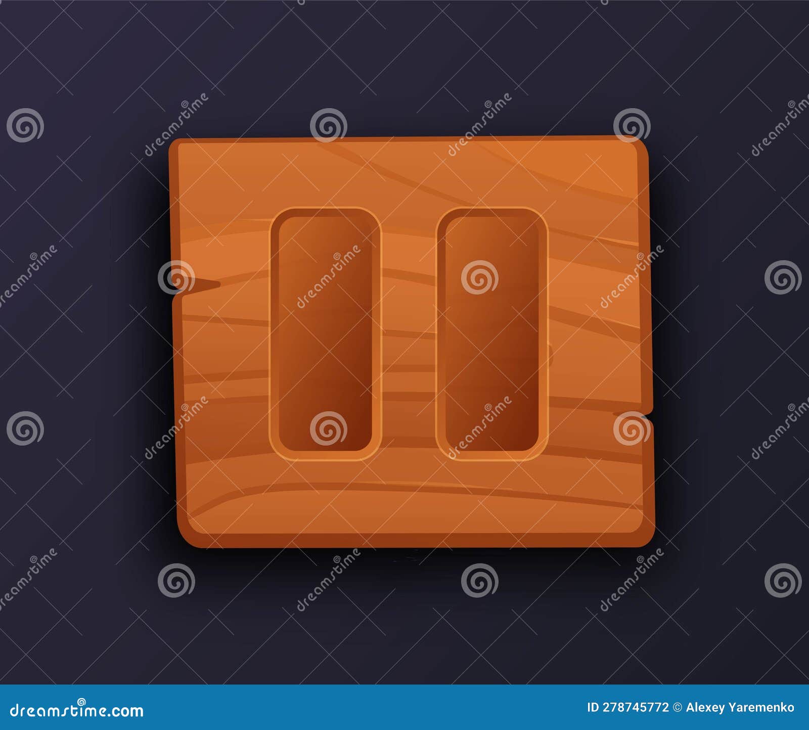 Wooden button pause stock vector. Illustration of frame - 278745772