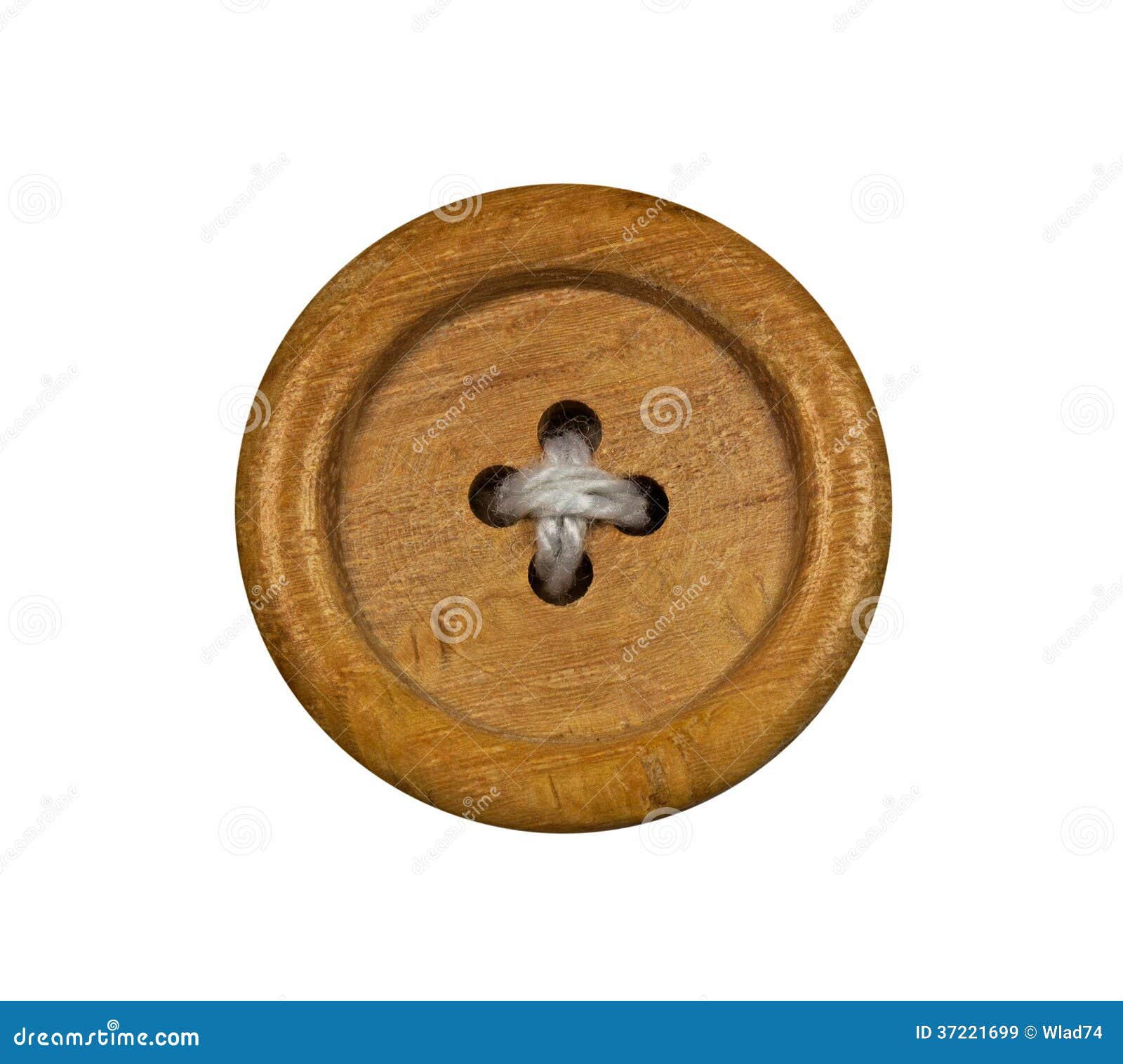 Wooden Button on the White Background Stock Image - Image of stitch ...