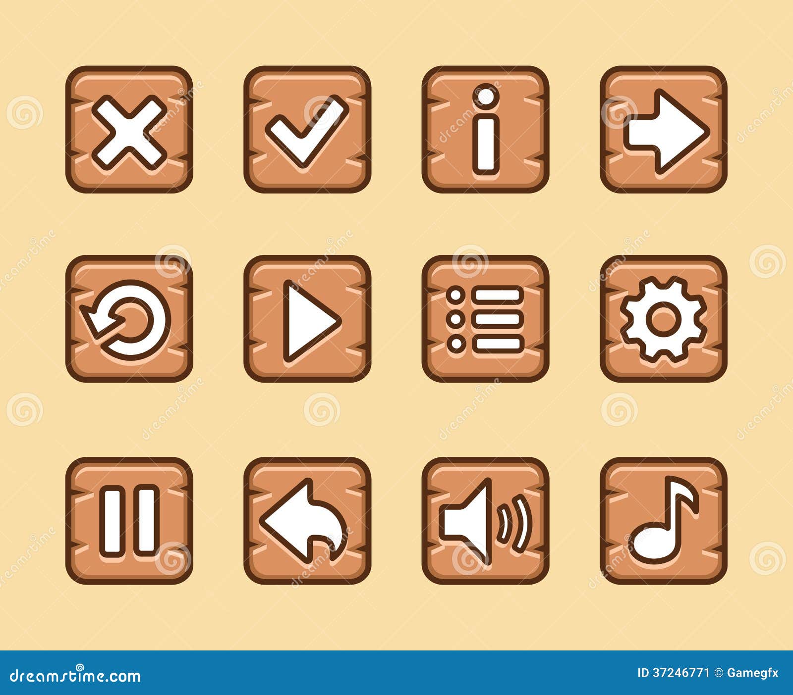 Wooden buttons for game stock illustration. Illustration of icon - 37246771