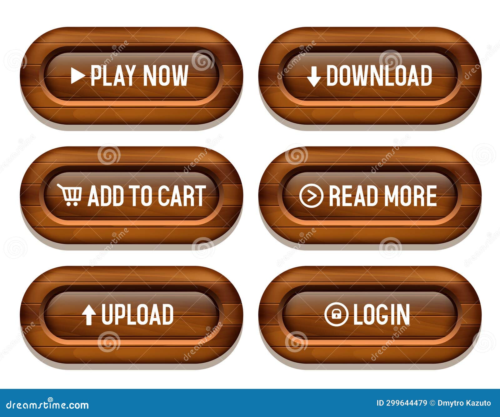 Wooden Buttons for Website. Big Set of Buttons for Web Design. Vector ...