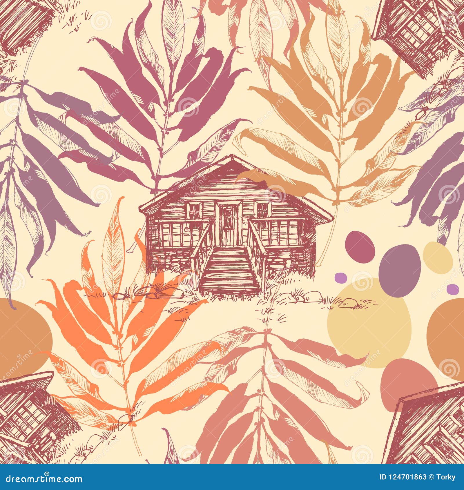 Wooden Cabin in the Autumn Background Stock Vector - Illustration of ...