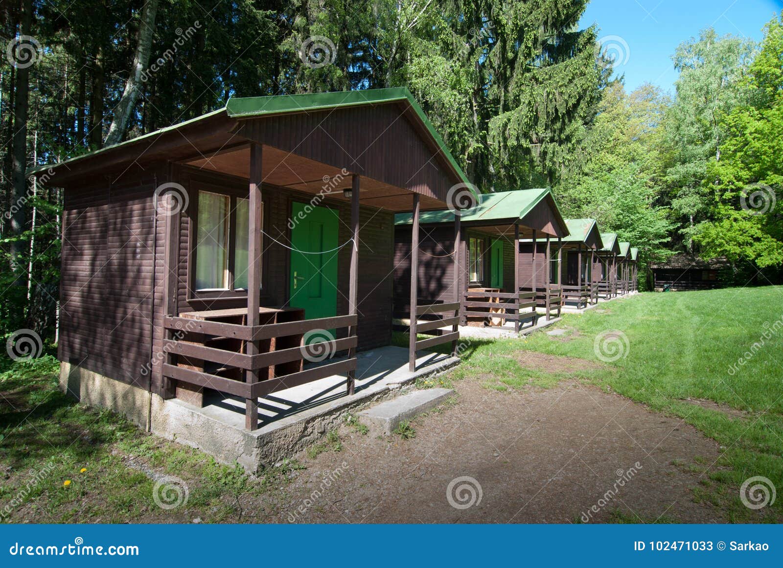 Simple wooden cabins stock image. Image of wood, roof - 102471033