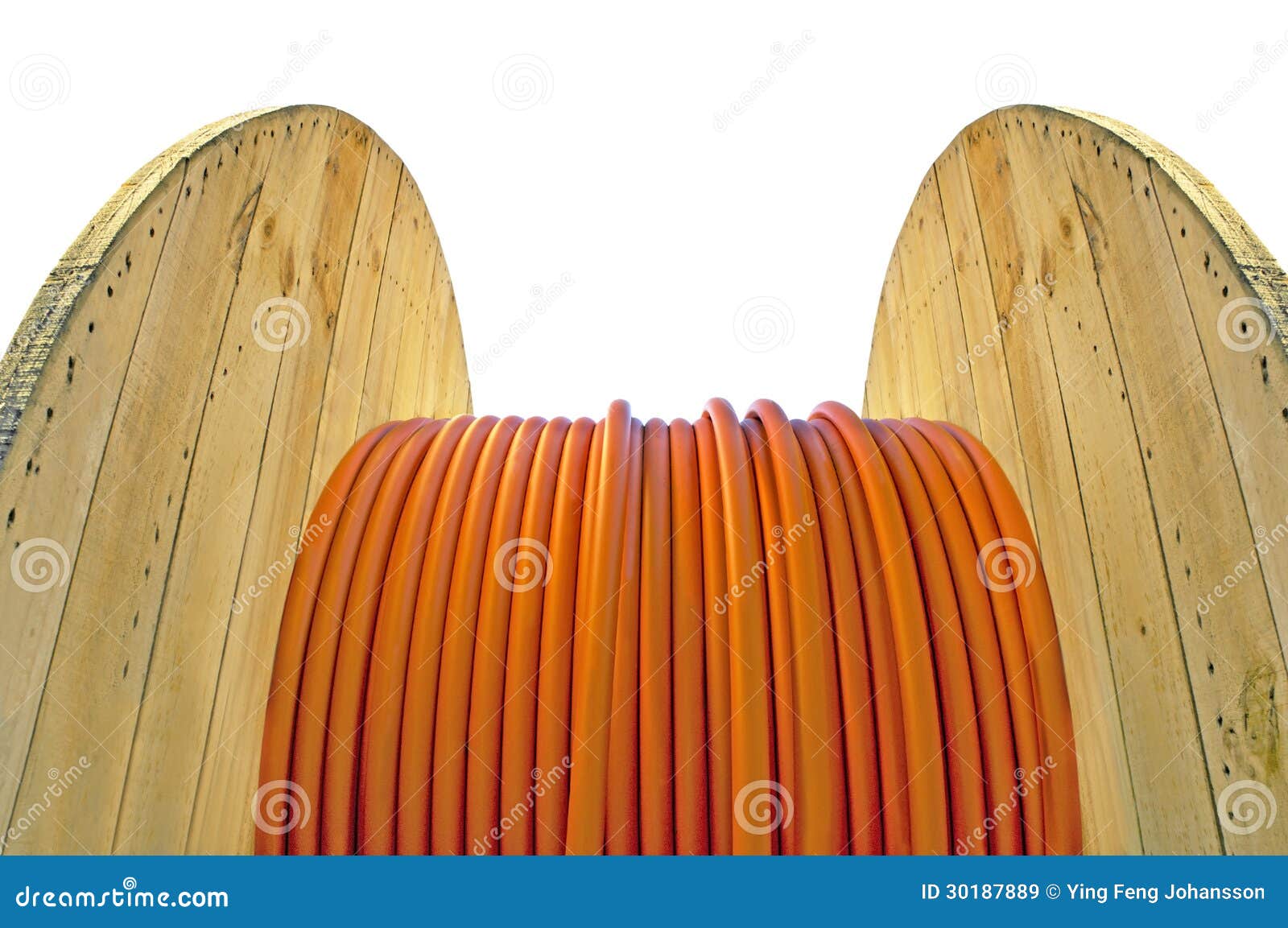 Cable Drum with Orange Cable Stock Image - Image of orange, telephone ...
