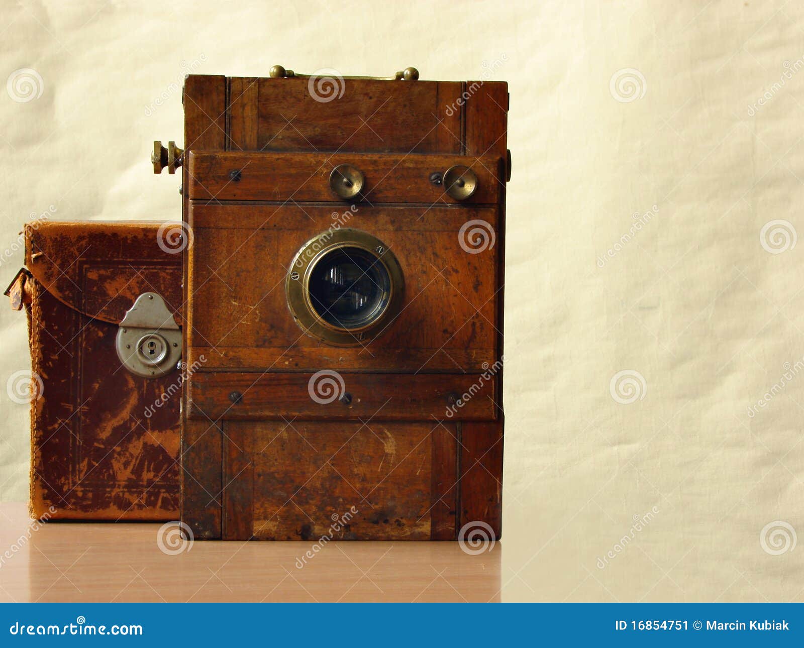 Wooden camera stock image. Image of scratched, inch, century - 16854751