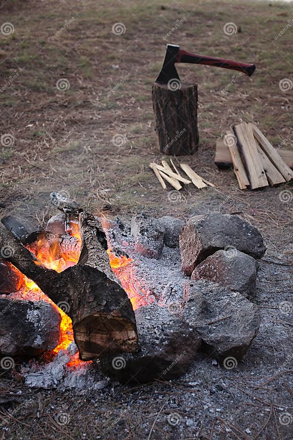 Wooden camp fire stock photo. Image of fireplace, burn - 27771078