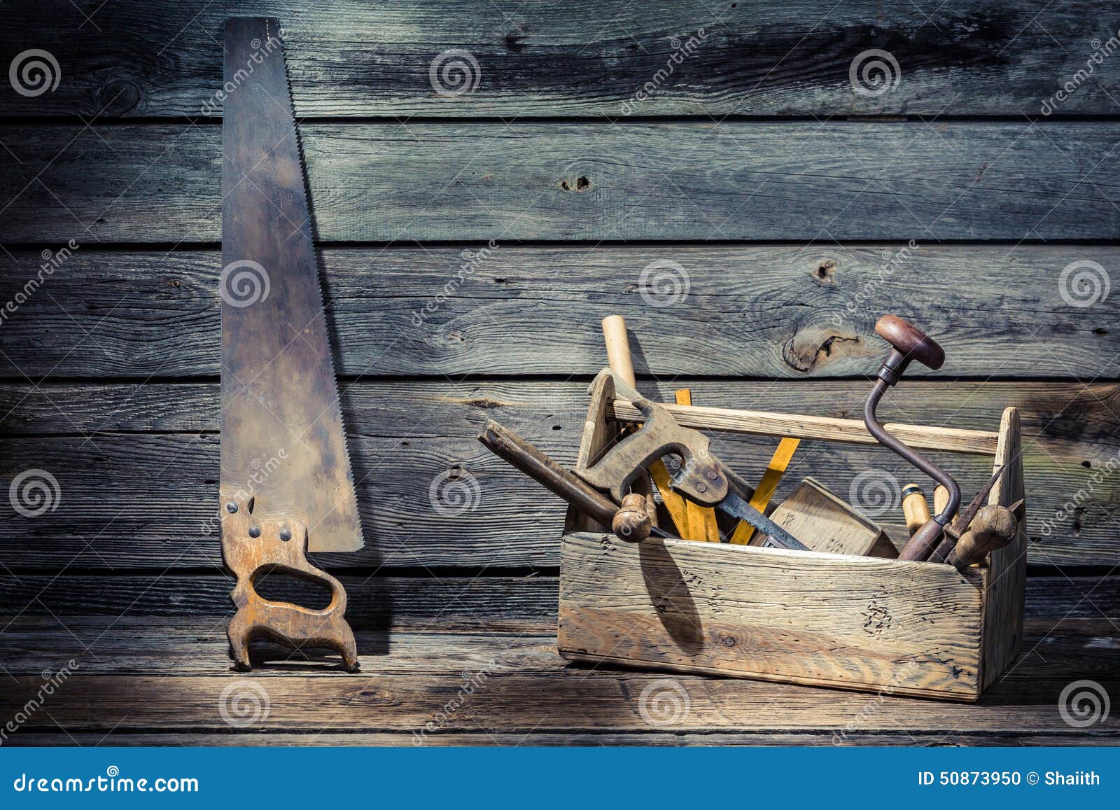 Wooden carpenters tool box stock photo. Image of joinery - 50873950
