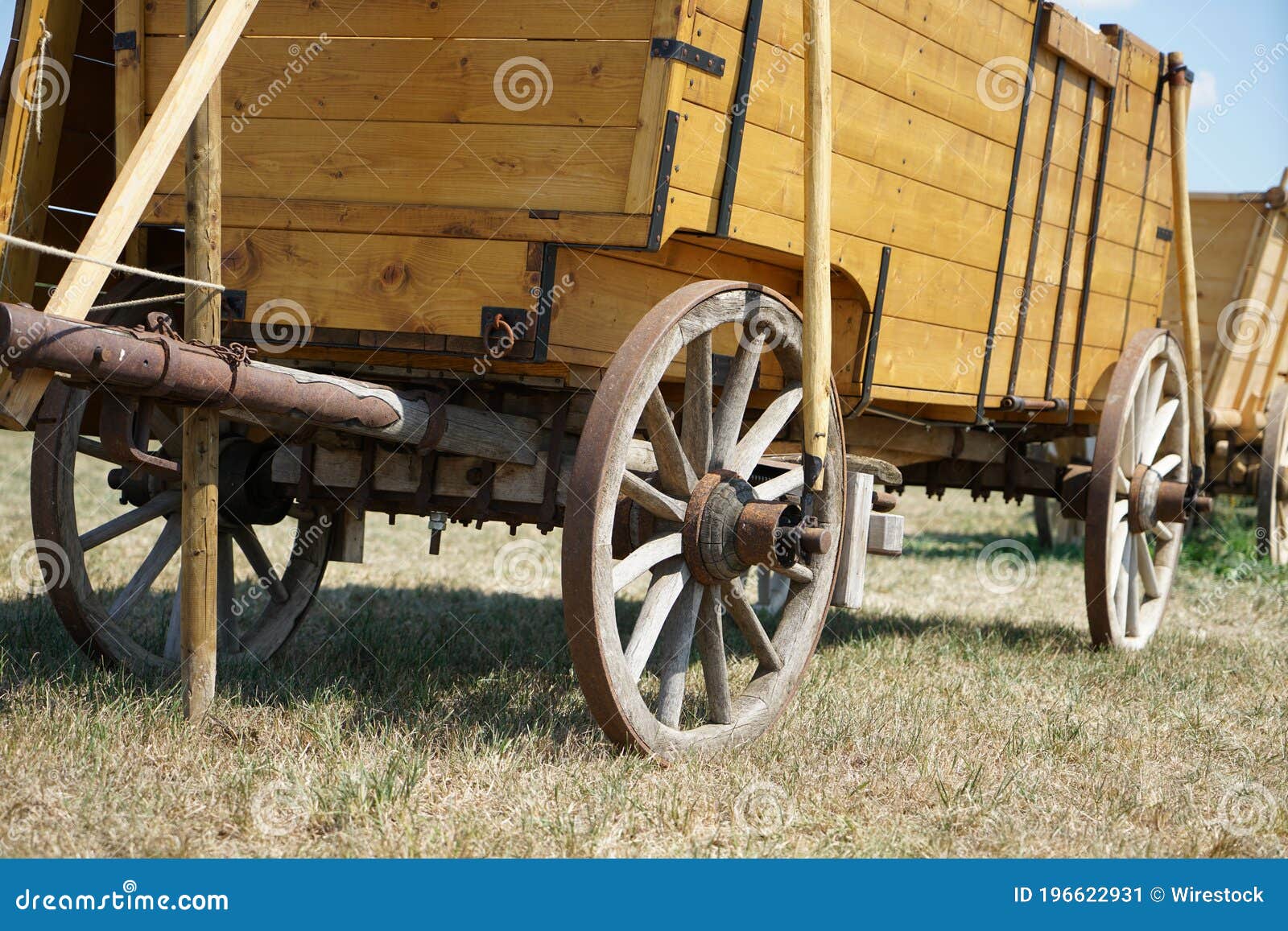 Wooden Carriages on the Grass in the Field Stock Image - Image of ...