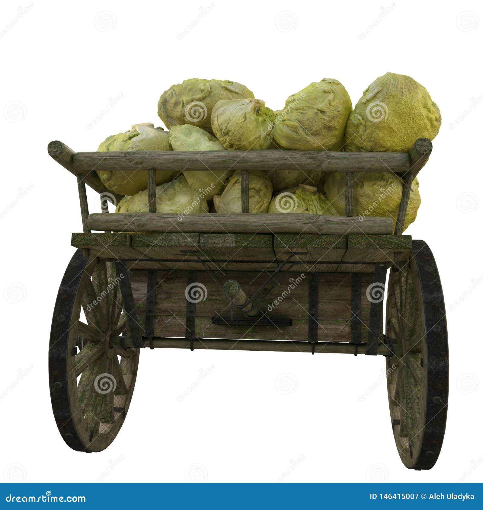 Wooden cart with cabbage stock image. Image of growth - 146415007