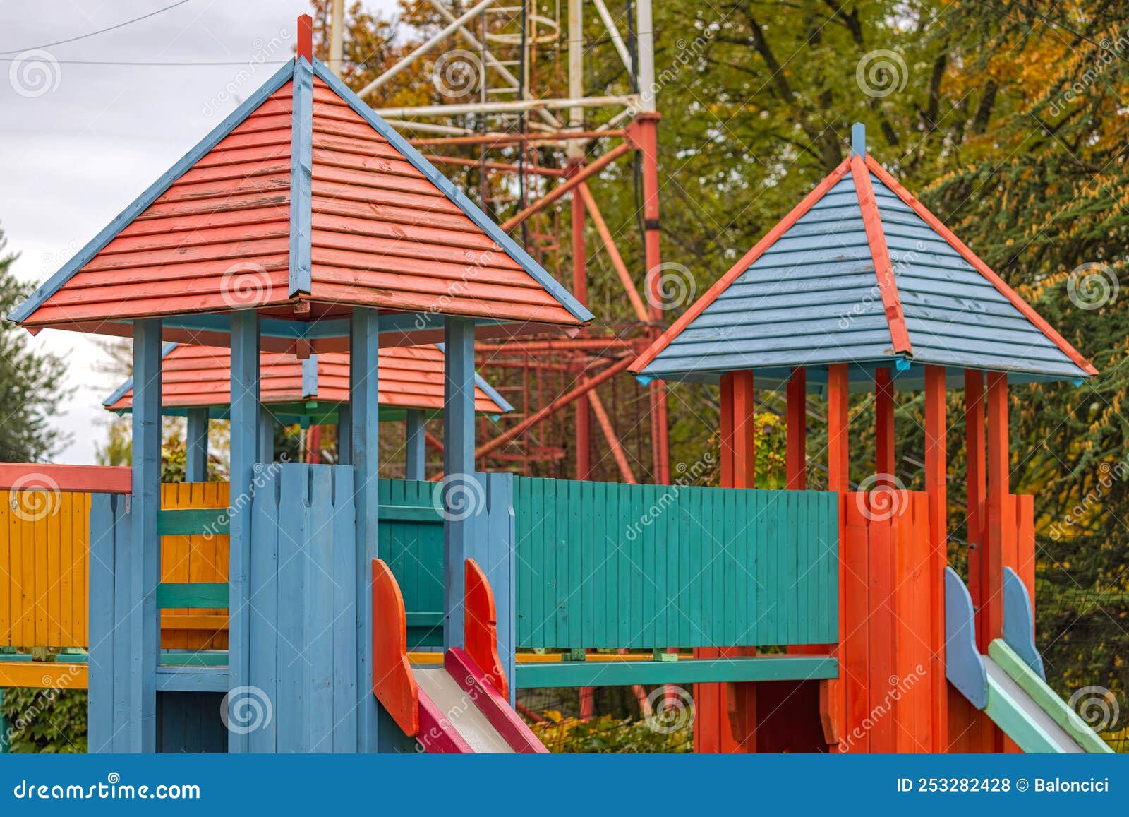 Wooden Castle Playground Structure Stock Photo - Image of fort, outdoor ...