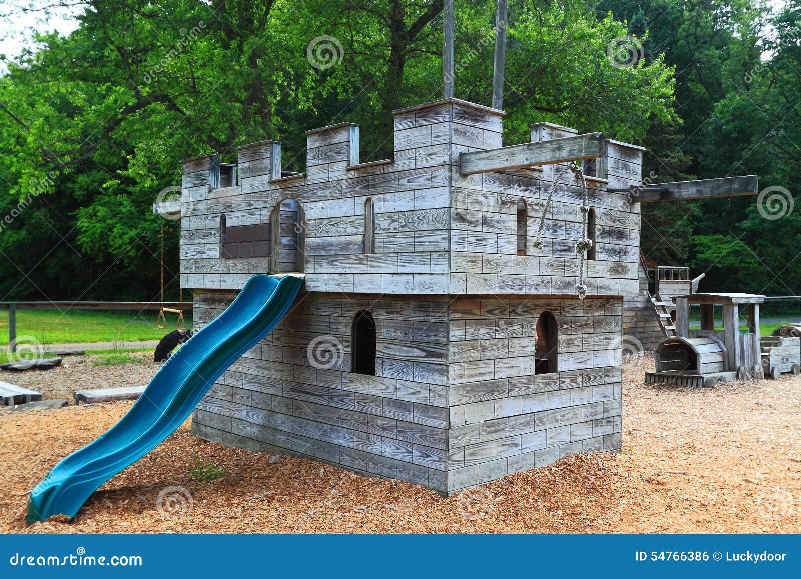 Wooden Castle stock photo. Image of setting, train, wood - 54766386