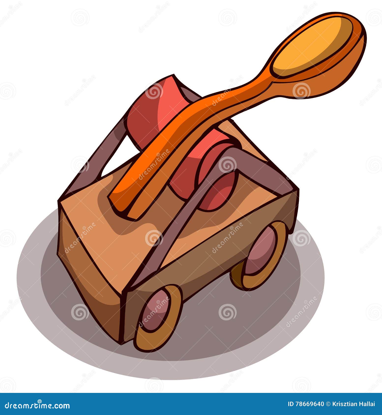 3D Wooden Catapult On Wheels. Mobile Mechanical Device For Throwing ...